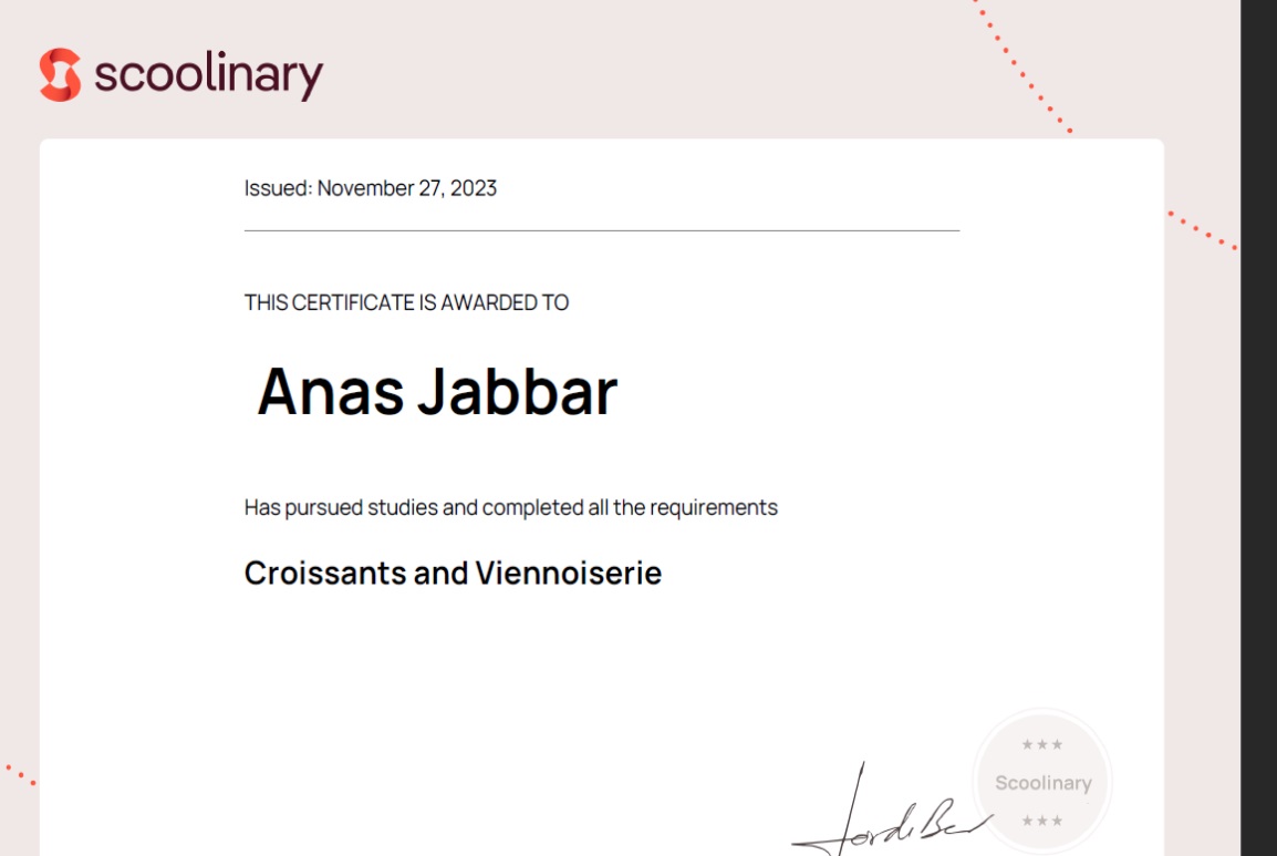 Certificate - Scoolinary