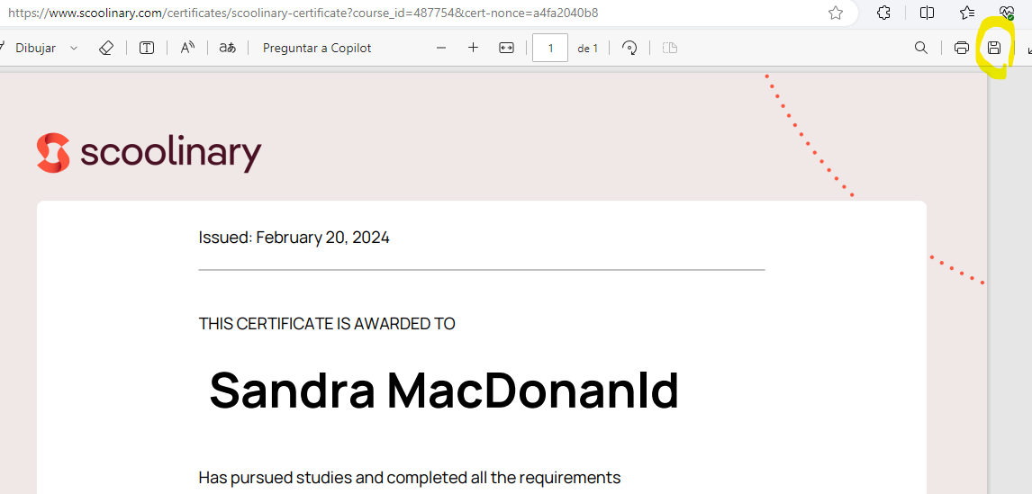 Certificate - Scoolinary