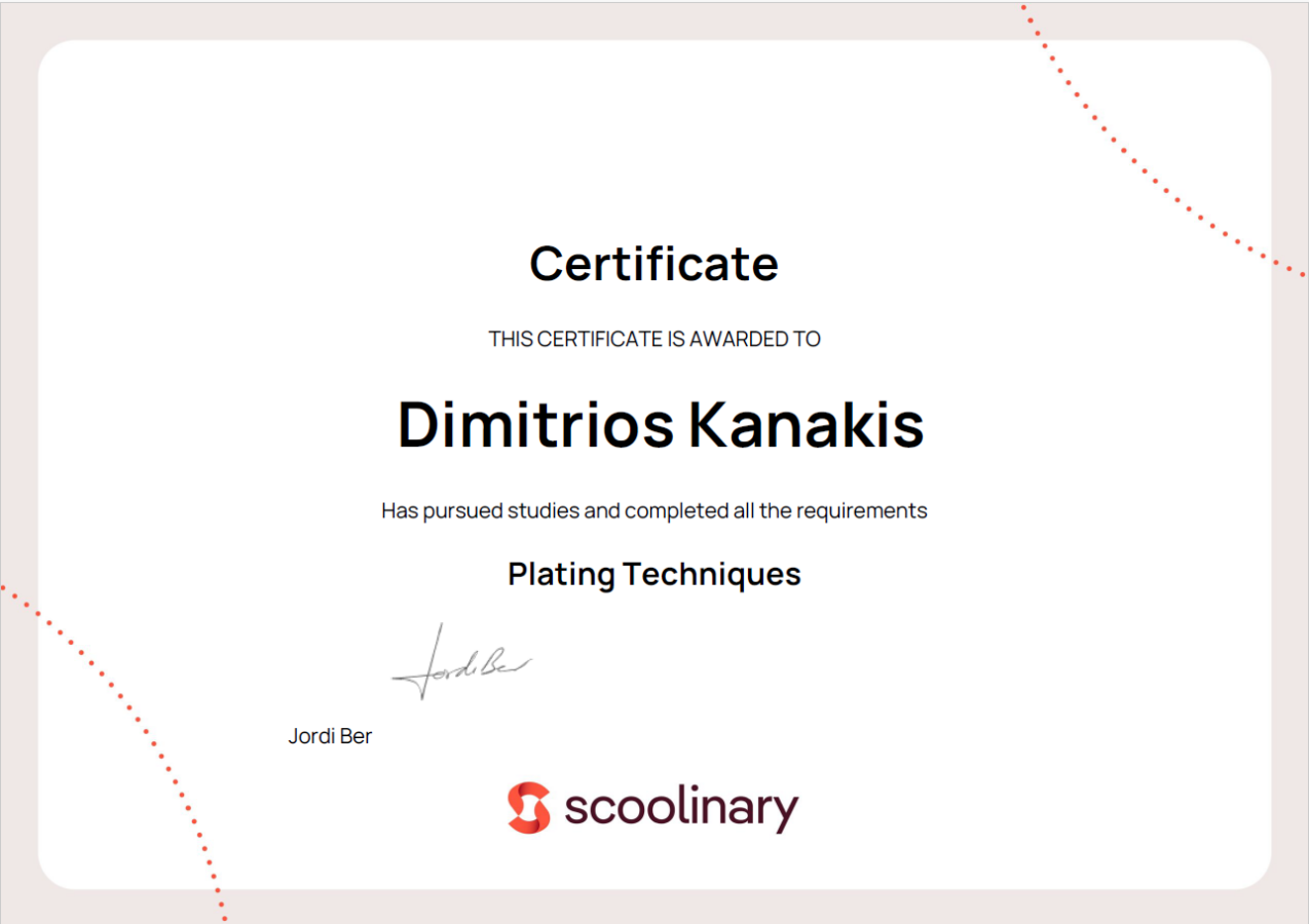 Certificate - Scoolinary