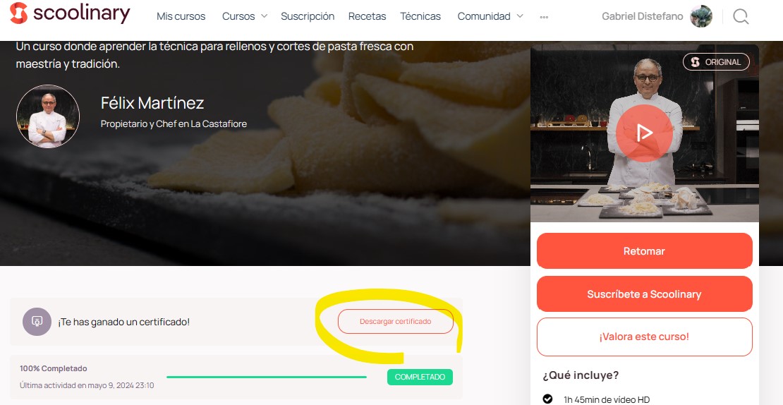 Certificado - Scoolinary