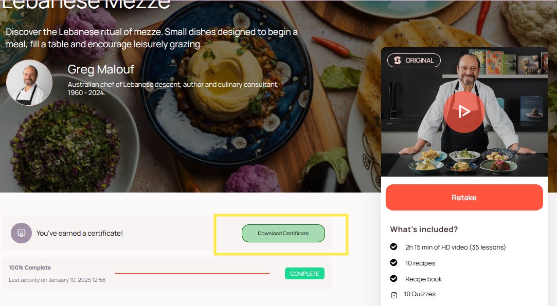question about certificate - Scoolinary
